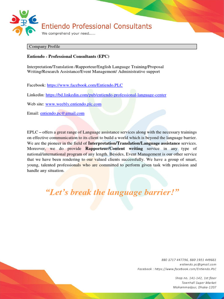EPC Company Profile | PDF | Language Interpretation | Value Added Tax