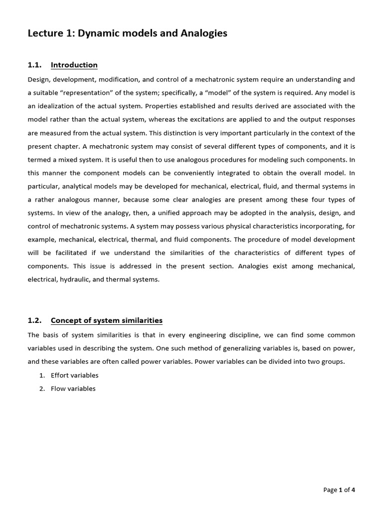 Mechatronic System Modeling Basics | PDF | Fluid Dynamics | System