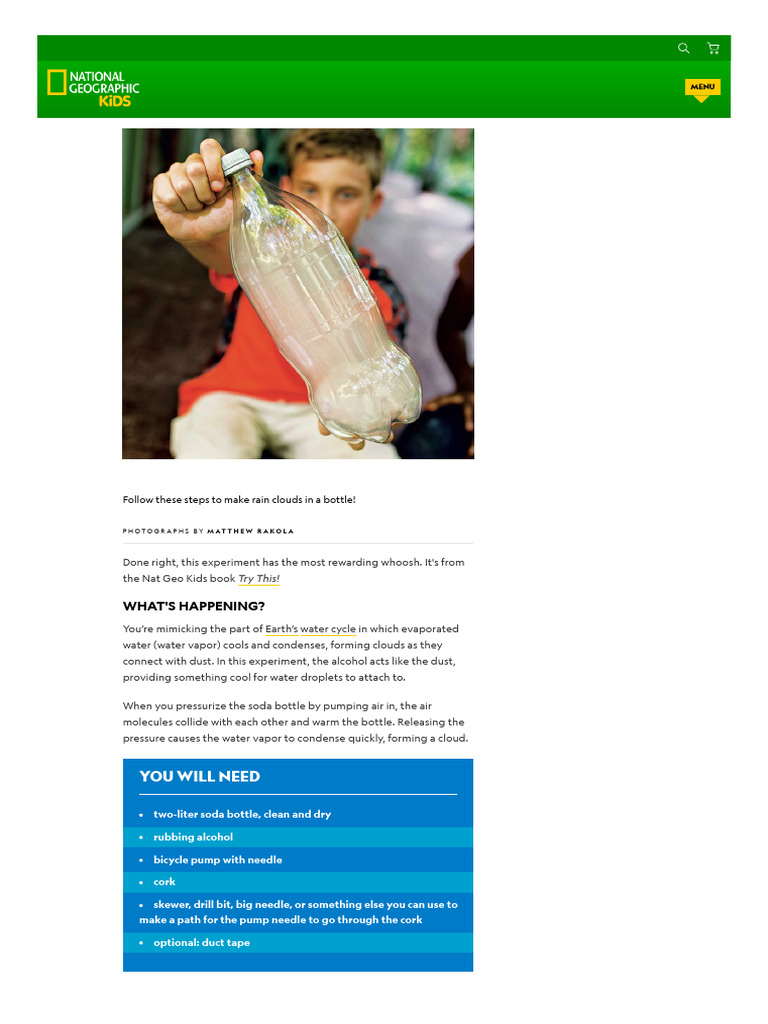 Make Rain Clouds in A Bottle | PDF | Water | Water Vapor