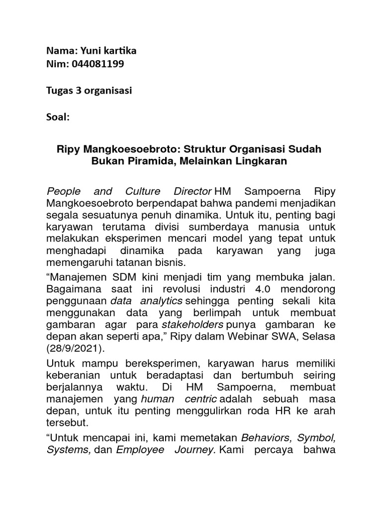 Struktur Organisasi Lingkaran Menurut Ripy | PDF
