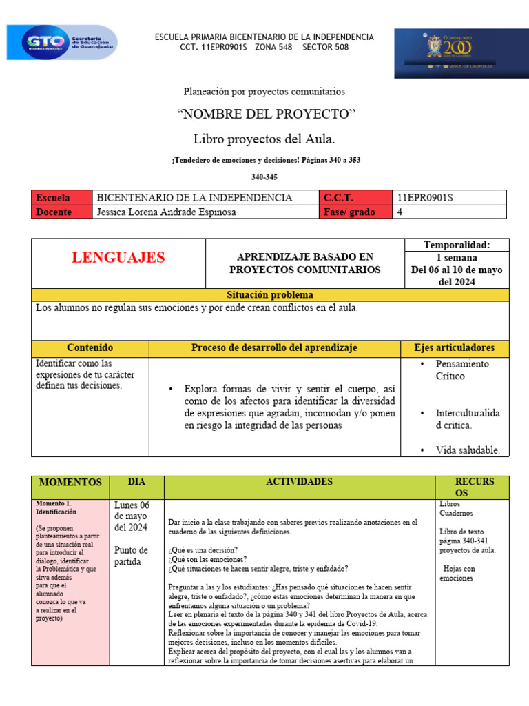 12 Proyecto Integrador Bicentenario 24 | PDF | Las emociones | Sicología