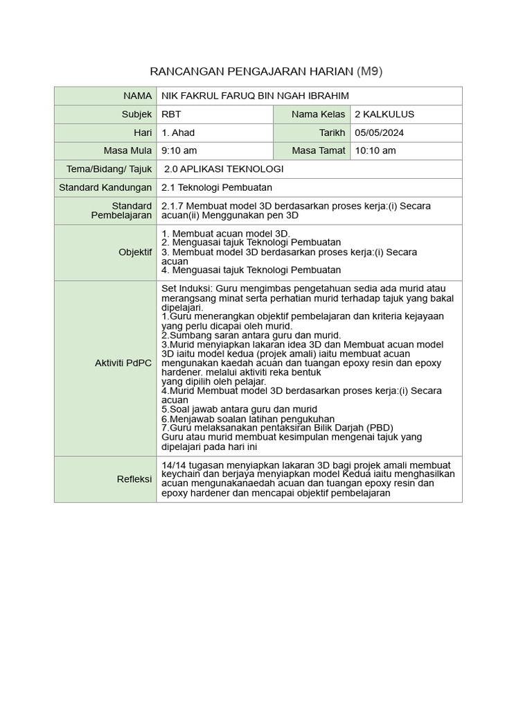 RPH RBT M9 Ahad 1 | PDF
