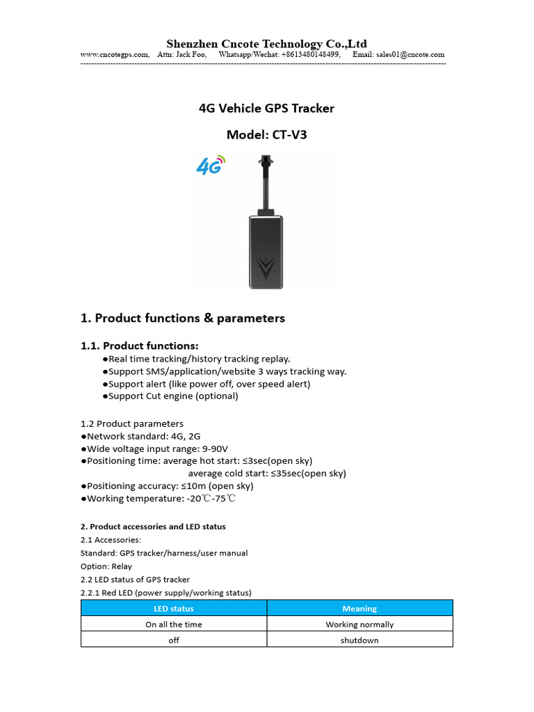 CNCOTE 4G GPS Tracker CT-V3 User Manual | PDF | Login | We Chat