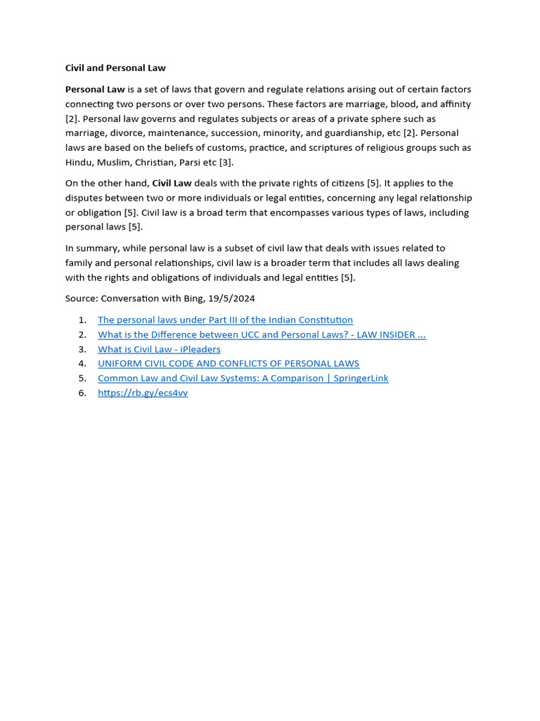 Civil and Personal Law | PDF