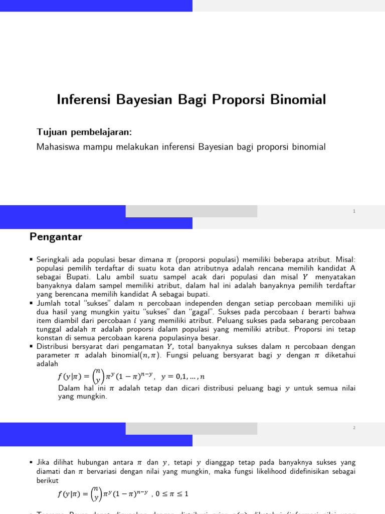 Pertemuan 3. InferensiBayesianBagiiProporsiBinomial | PDF | Metode ...