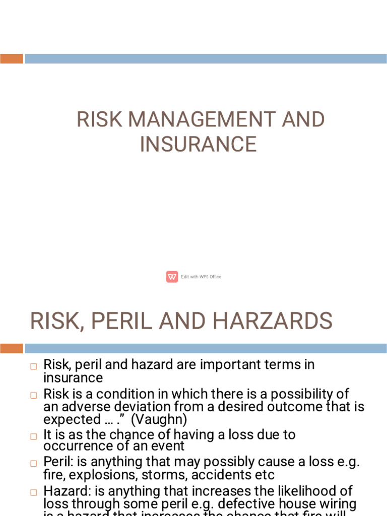 Insurance and Risk Management | PDF | Vehicle Insurance | Insurance