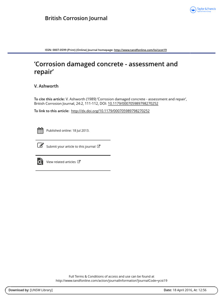 Corrosion Damaged Concrete - Assessment and Repair' | PDF | Corrosion ...