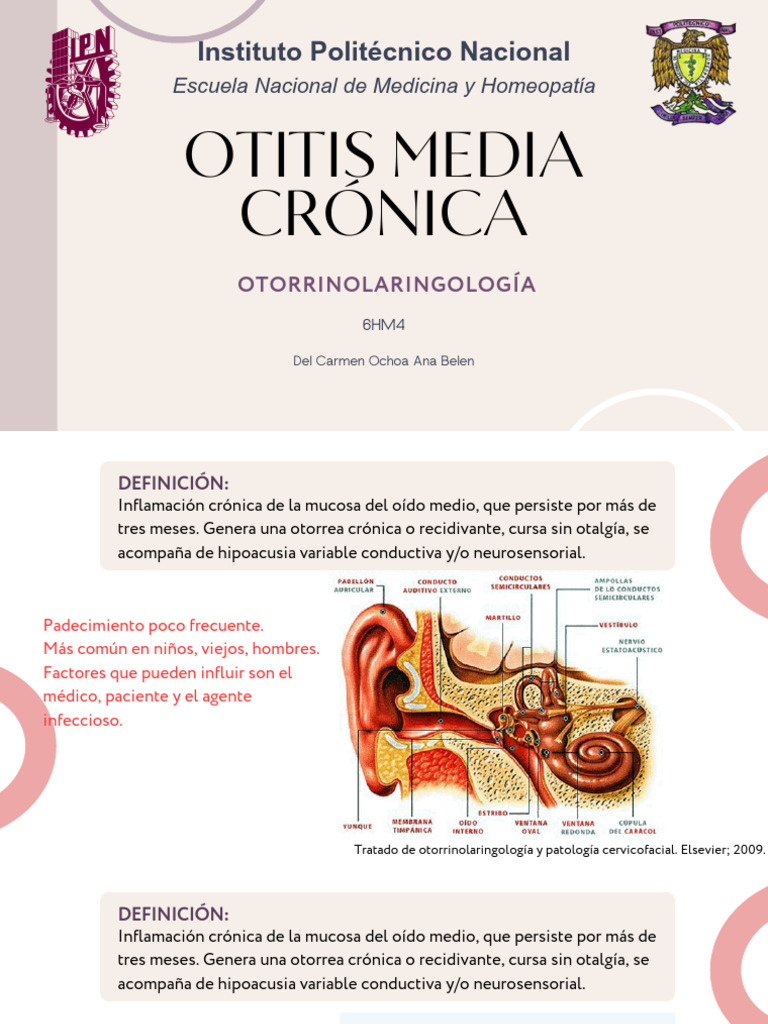 Otitis Media Crónica | PDF | Oído | Otorrinolaringología