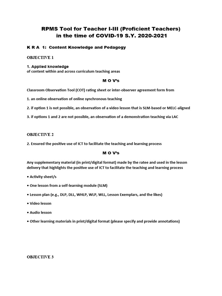 RPMS Tool For Teacher I Kra | PDF | Educational Technology | Learning