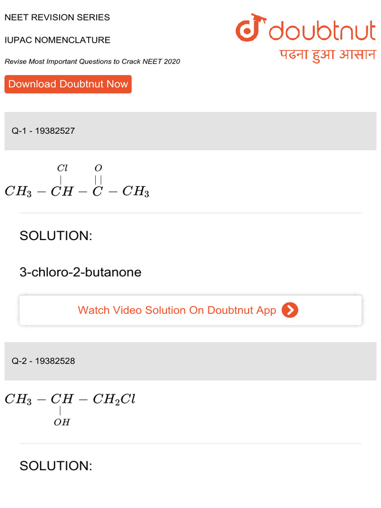 NEET IUPAC Nomenclature Practice | PDF | Molecules | Chemical Substances
