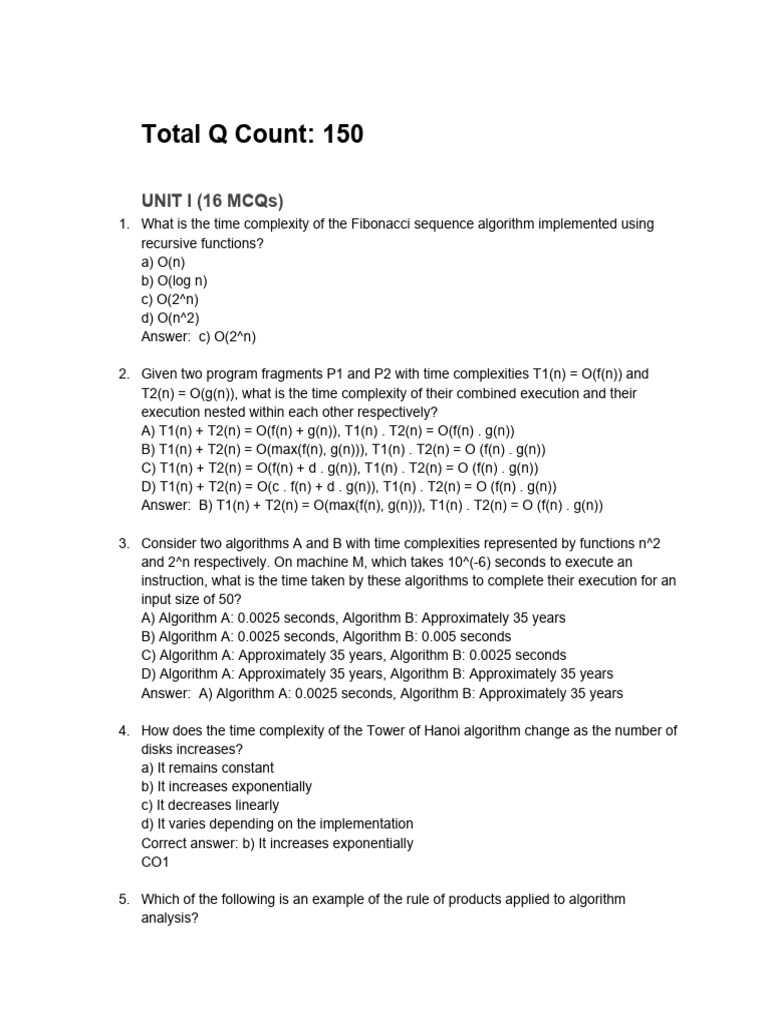 ETE Sample QB | PDF | Algorithms | Time Complexity