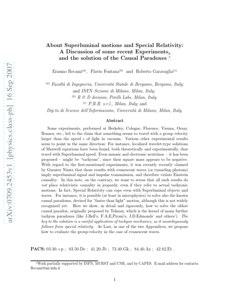 About Superluminal Motions and Special Relativity: A Discussion of Some ...
