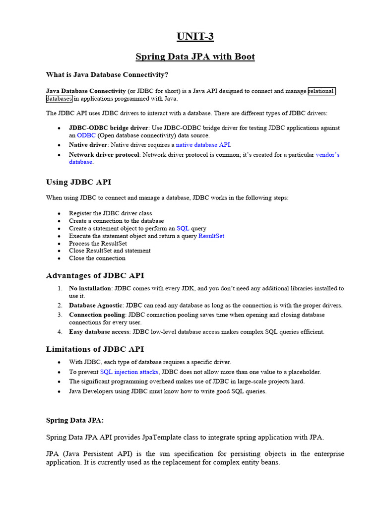 Unit 3 | Download Free PDF | Spring Framework | Method (Computer Programming)