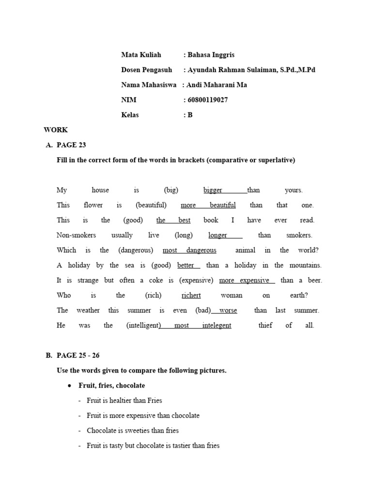 Comparative or Superlative by Andi Maharani MA | PDF | Adjective ...