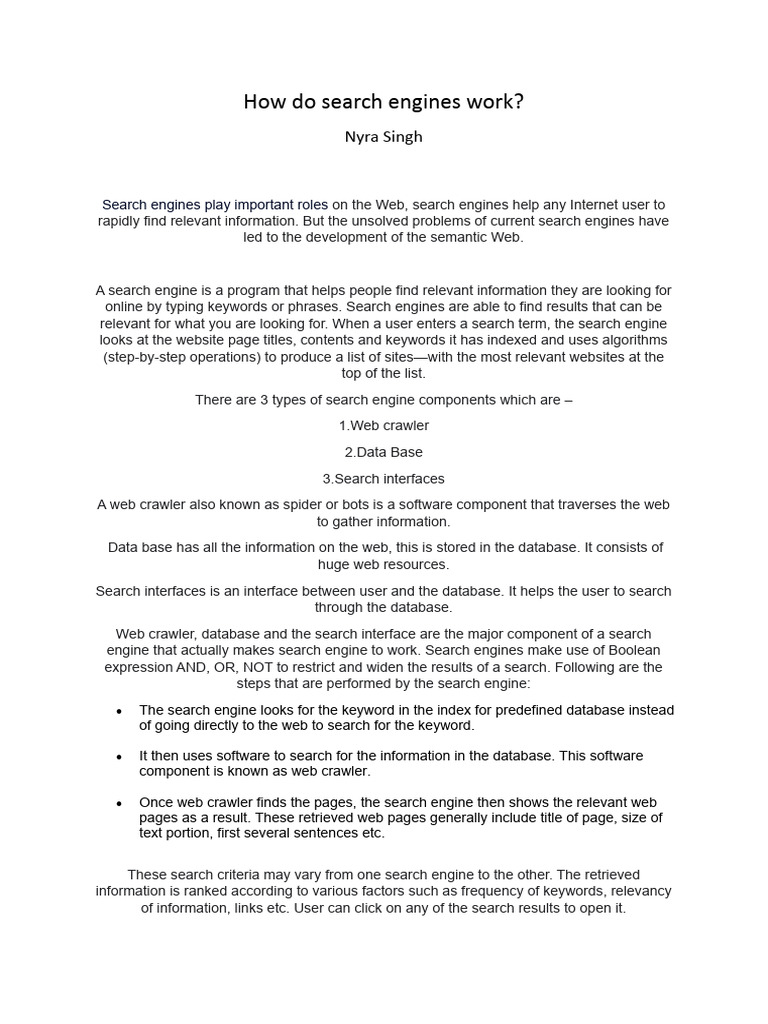 How Do Search Engines Work | PDF | Search Engine Indexing | Search ...