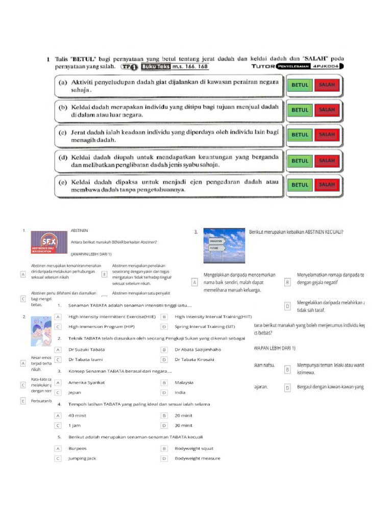 latihan ulangkaji PJPK T4 | PDF