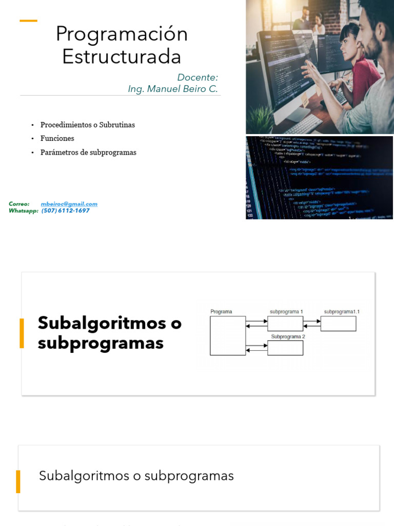 Introducción a Subprogramas y Funciones | PDF | Programación de computadoras | Algoritmos