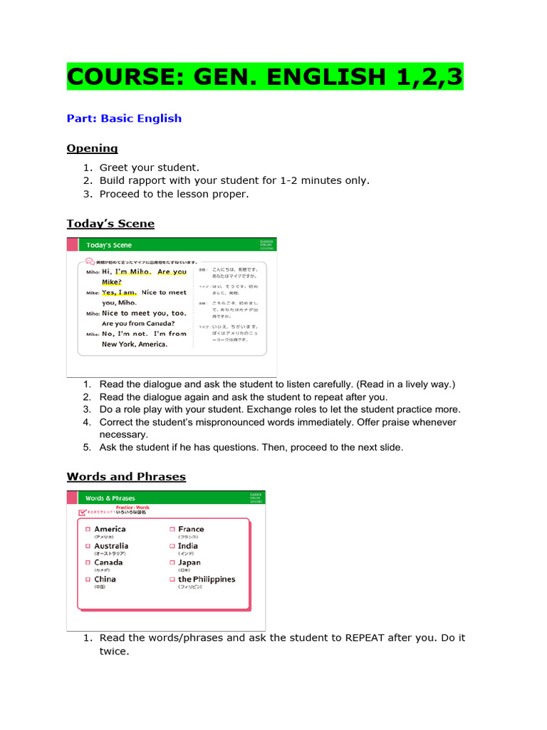 General English Course 1 | PDF | Question | Phrase
