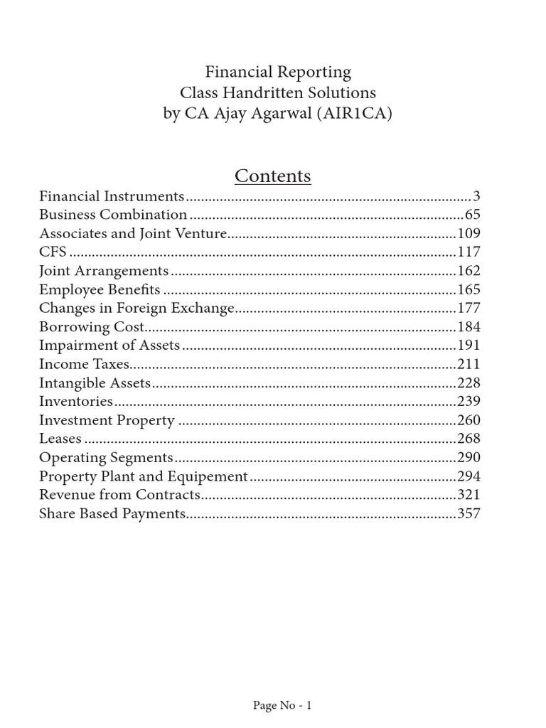Financial Reporting Class Handritten Solutions by CA Ajay Agarwal ...