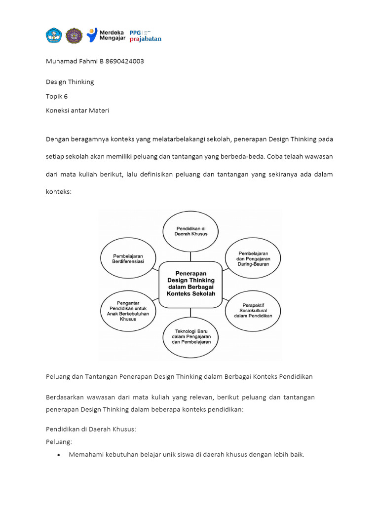 Design Thinking_Topik 6_Koneksi antar Materi | PDF