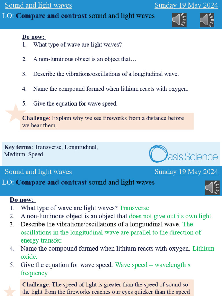 Year 8 - Science - Thursday - Session 2 | PDF | Waves | Electromagnetic ...