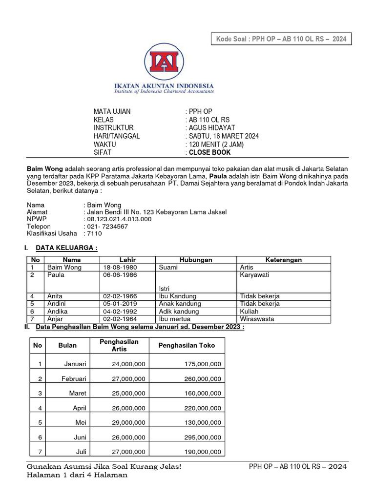 PPH Op - Ab 110 Ol RS - Maret 2024 | PDF
