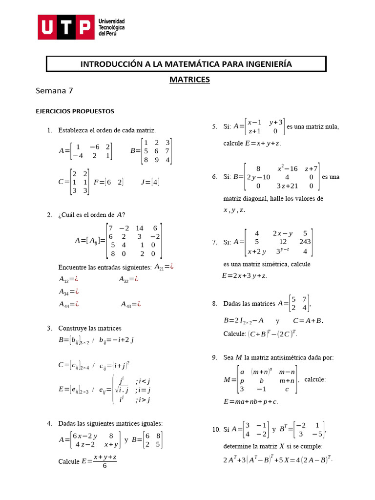 S7 IMI Matrices | PDF | Matriz (Matemáticas) | Objetos matemáticos
