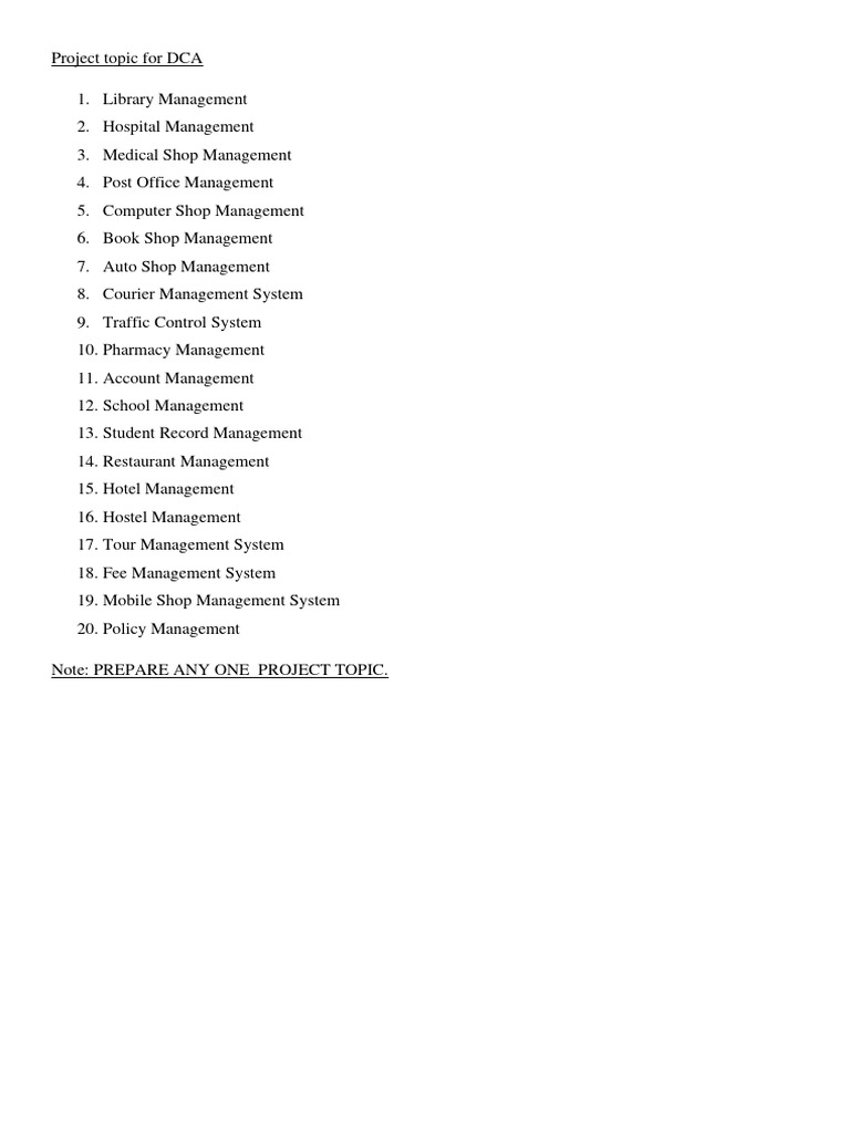 Project Topic For DCA&PGDCA | PDF