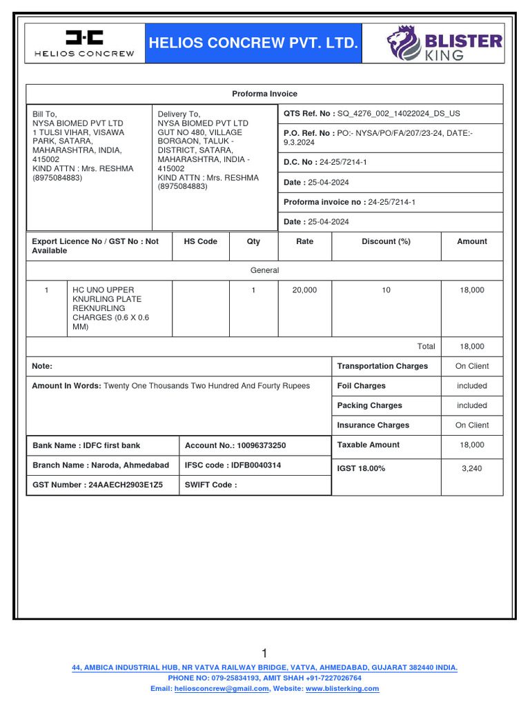 Performa Invoice SQ 4276 002 14022024 DS US | PDF | Financial Services