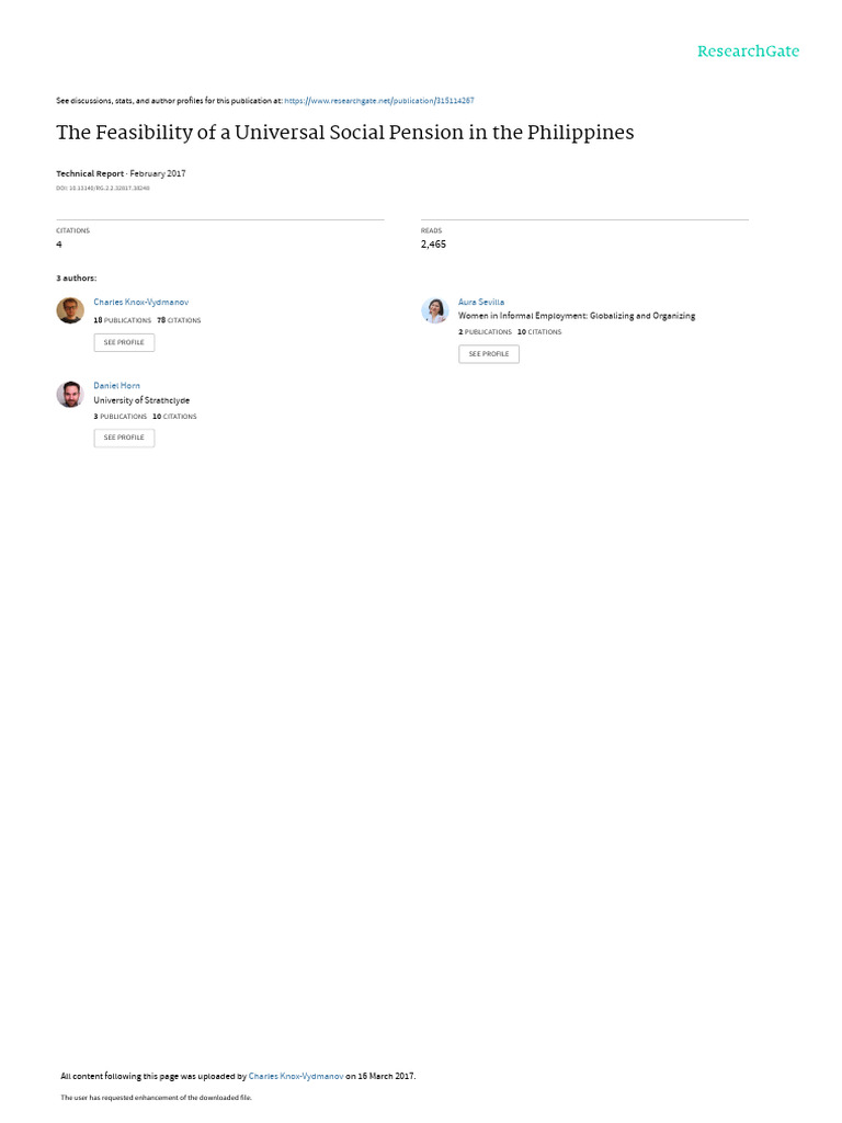 Universal Pension for Filipino Seniors | PDF | Pension | Welfare