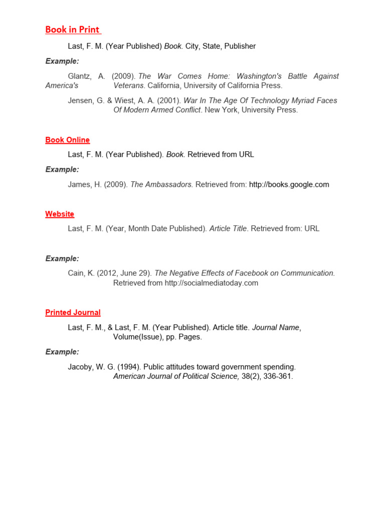 Citation Formats for Various Sources | PDF | Mass Media