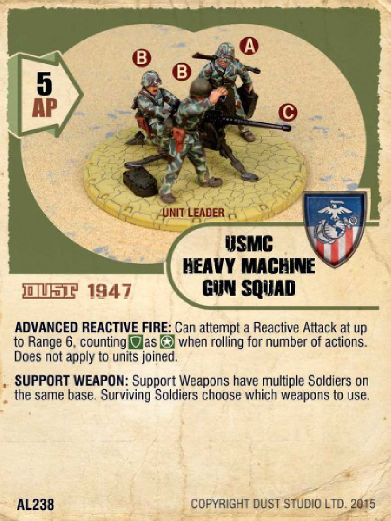 Dust1947 Allies AL238 USMC HMG Squad CARD Stacked | PDF