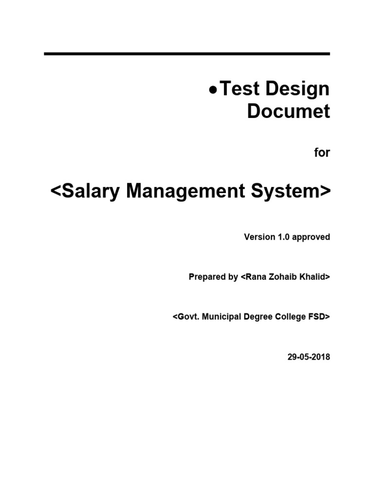 Salary Management System Test Design Document | PDF | Software Testing ...