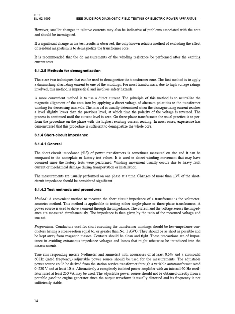 IEEE 62 (Guide ForField Testing of Oil Filled Transformers) (003 ...