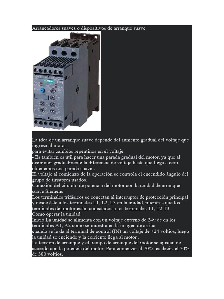 Arrancadores Suaves o Dispositivos de Arranque Suave | PDF | voltaje | Relé