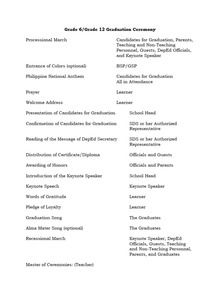EOSY Rites Program Flow SY 2023 2024 | PDF