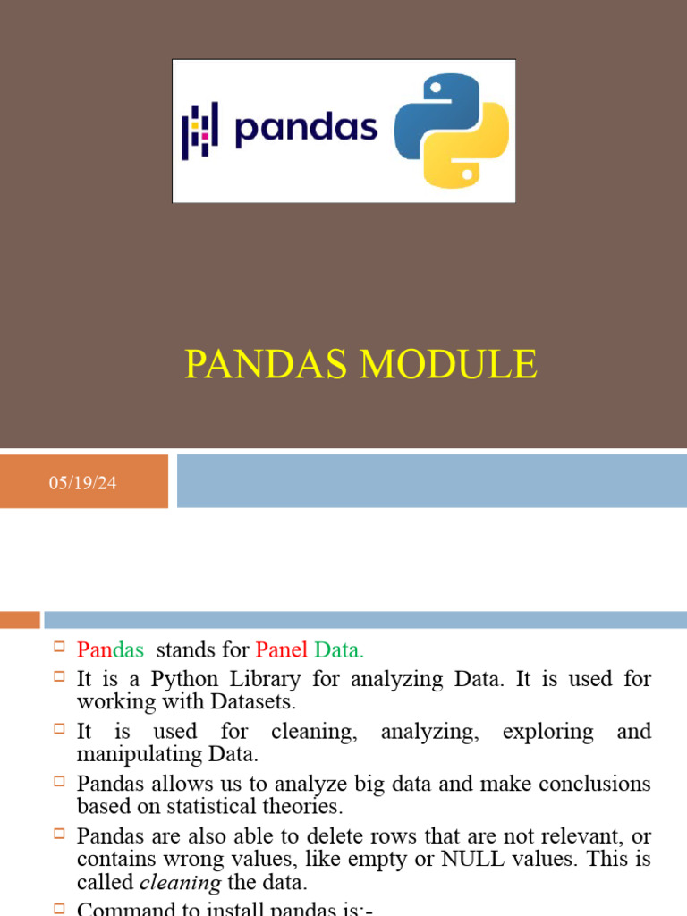 Pandas Module (Part-I) | PDF | Mean | Computer Programming