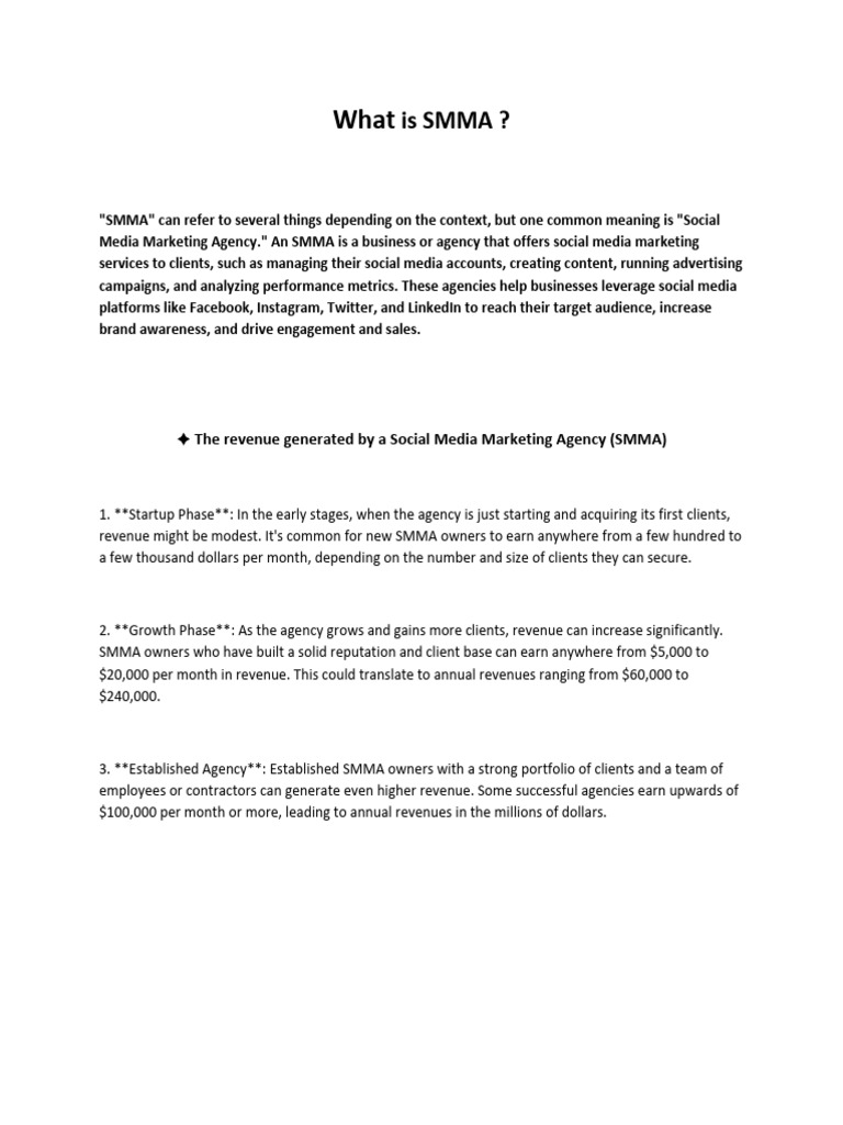 What Is SMMA | Download Free PDF | Popular Culture & Media Studies ...