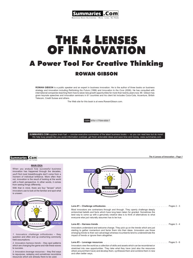 Four Lenses of Innovation Explained | PDF | Innovation | Human ...