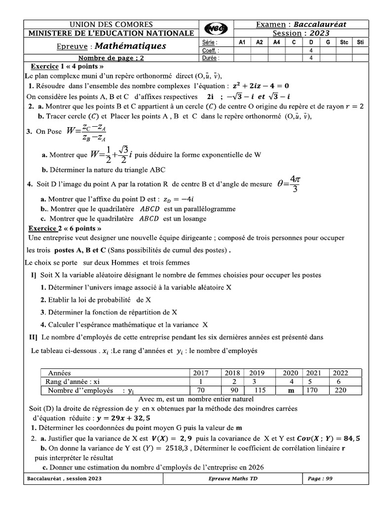 Bac D Math 2023 | PDF