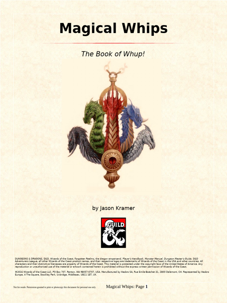 Magical Whips | Download Free PDF | Wizards Of The Coast | Dungeons ...