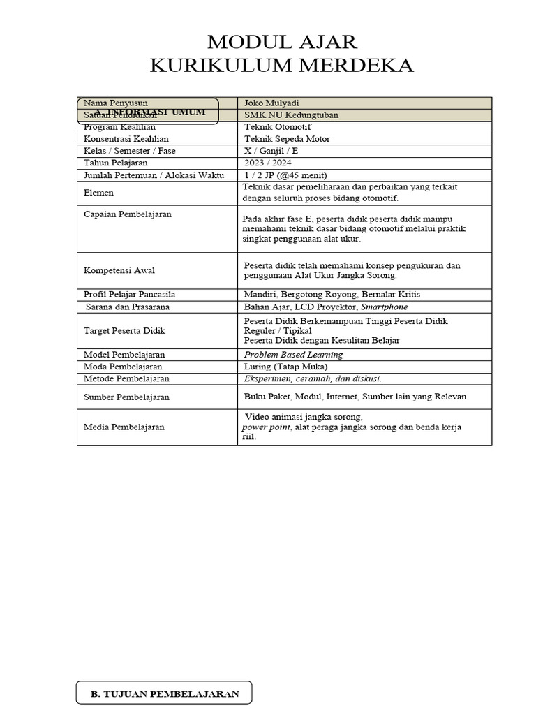 Modul Ajar To Kurikulum Merdeka | PDF