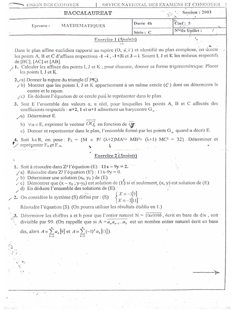 Bac 2003 C | PDF