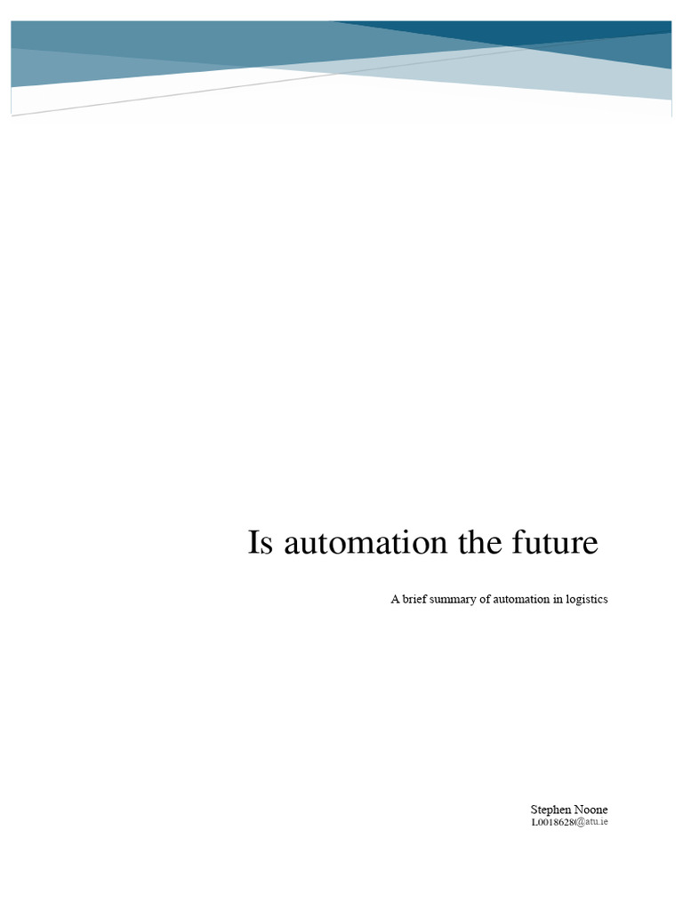 Global Logistics Assignment 1 Stephen Noone | PDF | Warehouse | Automation Global Logistics Assignment 1 Stephen Noone | PDF | Warehouse | Automation