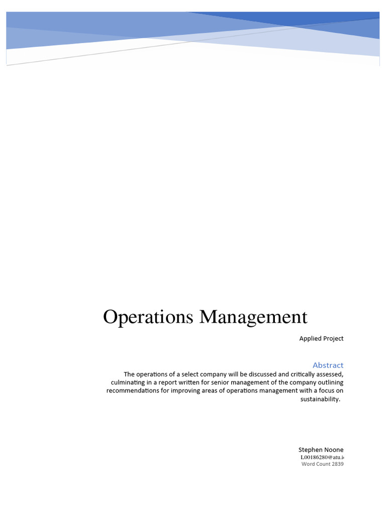 Operations Management Applied Project | PDF | Cargo | Electric Vehicle