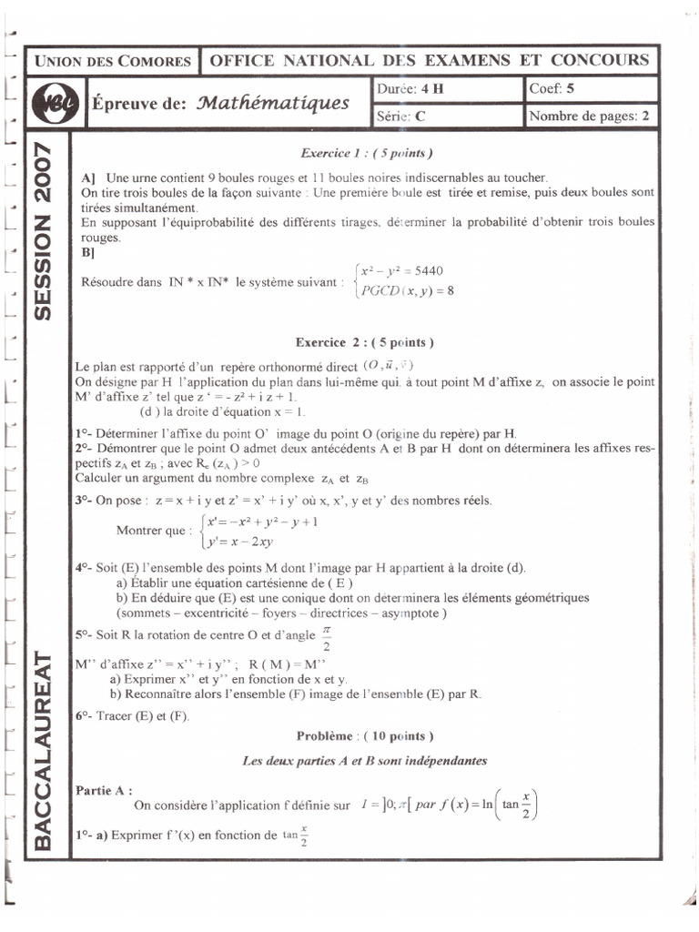 Bac 2007 C | PDF