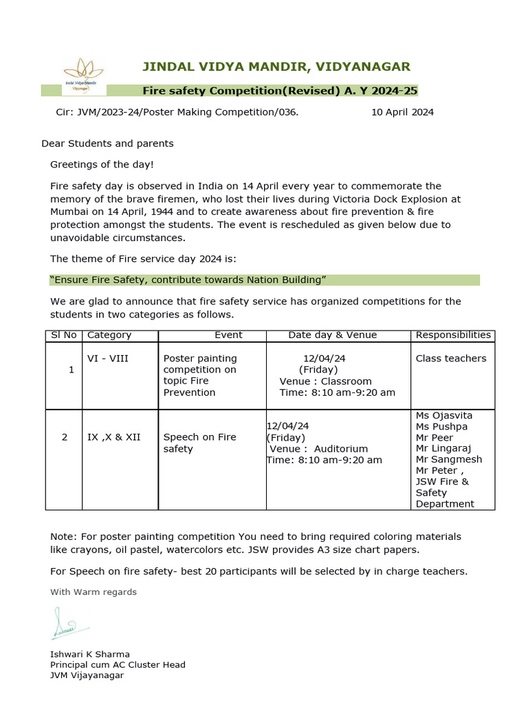 Fire Safety Day 2024 Competitions | PDF