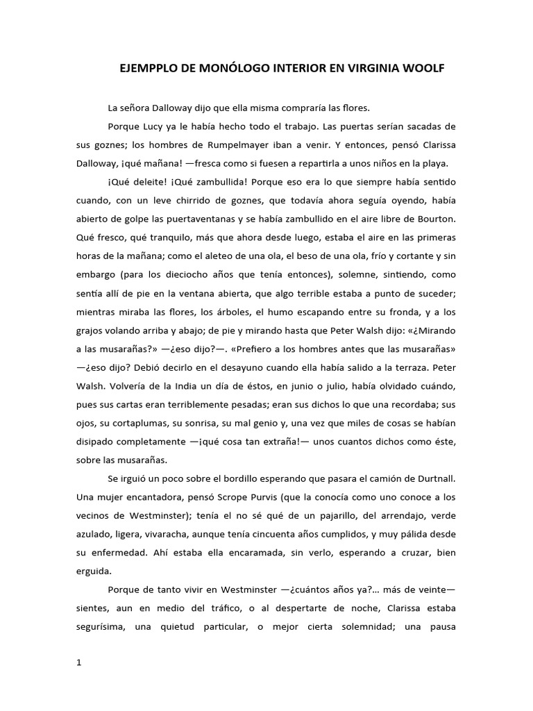 Ejemplo de Monólogo Interior en Virginia Woolf | PDF | La señora dalloway