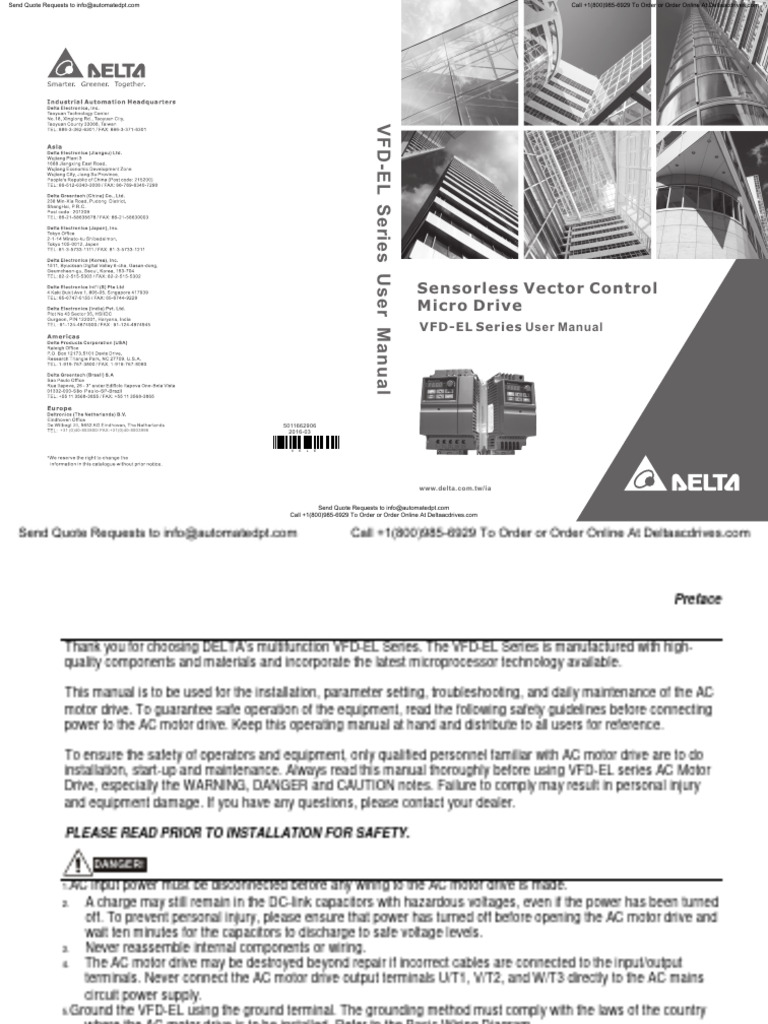 Delta VFD EL Manual | PDF | Mains Electricity | Alternating Current