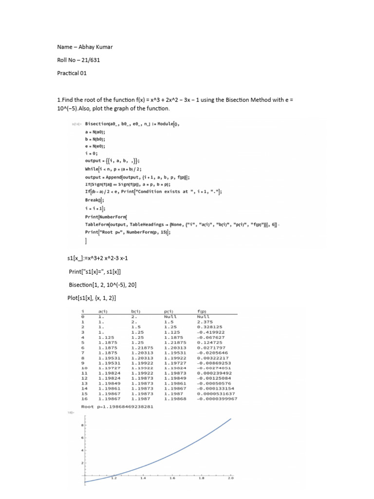 numerical method using wolfarm mathematica | PDF | Mathematics | Mathematical Optimization